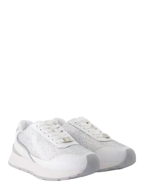 Versace Crystal-embellished Leather Sneakers - White