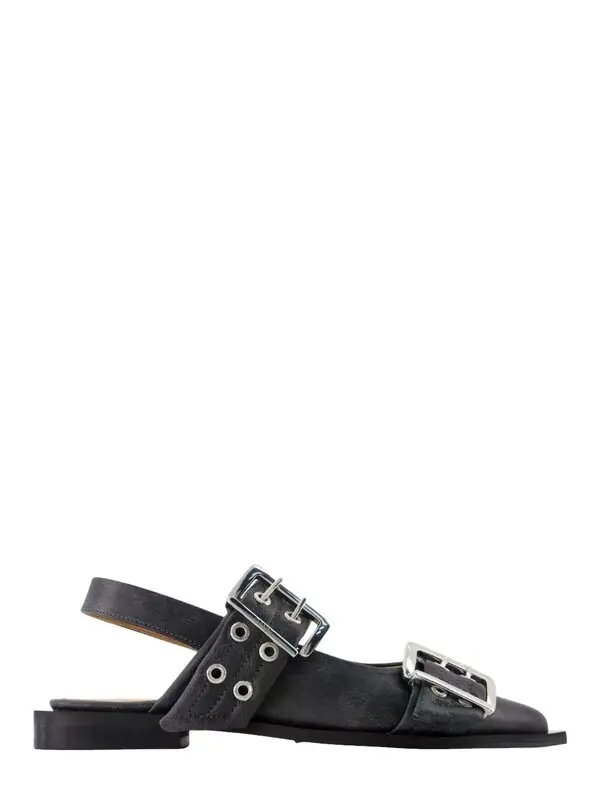 GANNI Buckle Pointed-toe Flats - Black