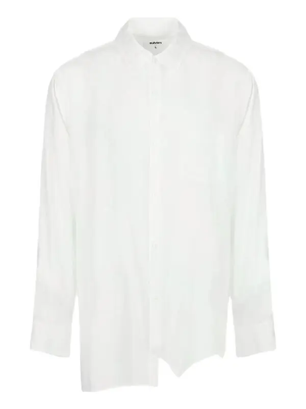 SULVAM Asymmetrical-hem Long-sleeve Shirt - White