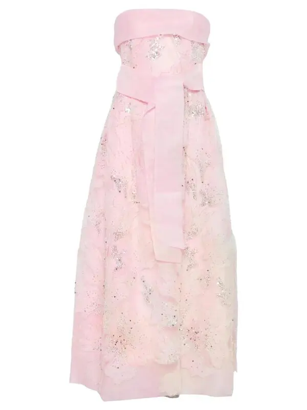 MIAU BY CLARA ROTESCU Sequin-embellished Strapless Midi Dress - Pink