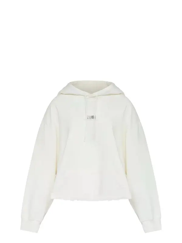 MAISON MARGIELA Frayed-hem Logo Hoodie - White