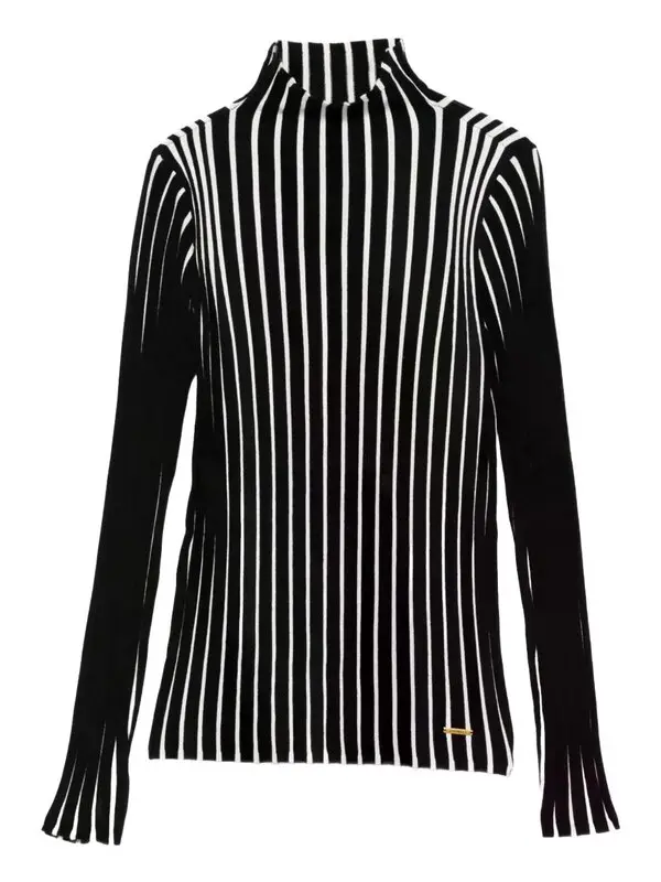 TWINSET Ribbed Stripe Top - Black