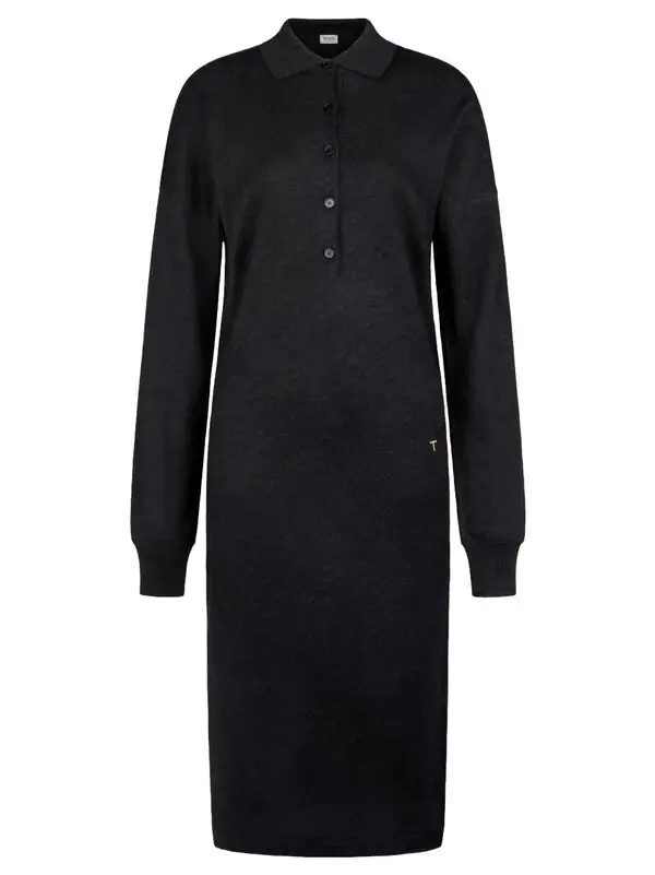 TOD'S Polo-neck Buttoned Midi Dress - Black
