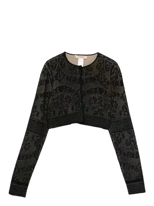 TWINSET Floral-pattern Cropped Cardigan - Black