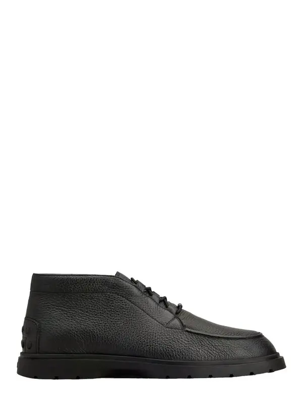 TOD'S Pebble-grain Leather Lace-up Boots - Black
