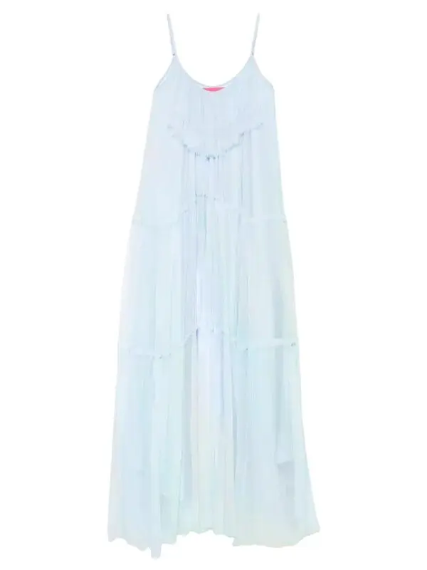 MIAU BY CLARA ROTESCU Ruffled A-line Maxi Dress - Blue