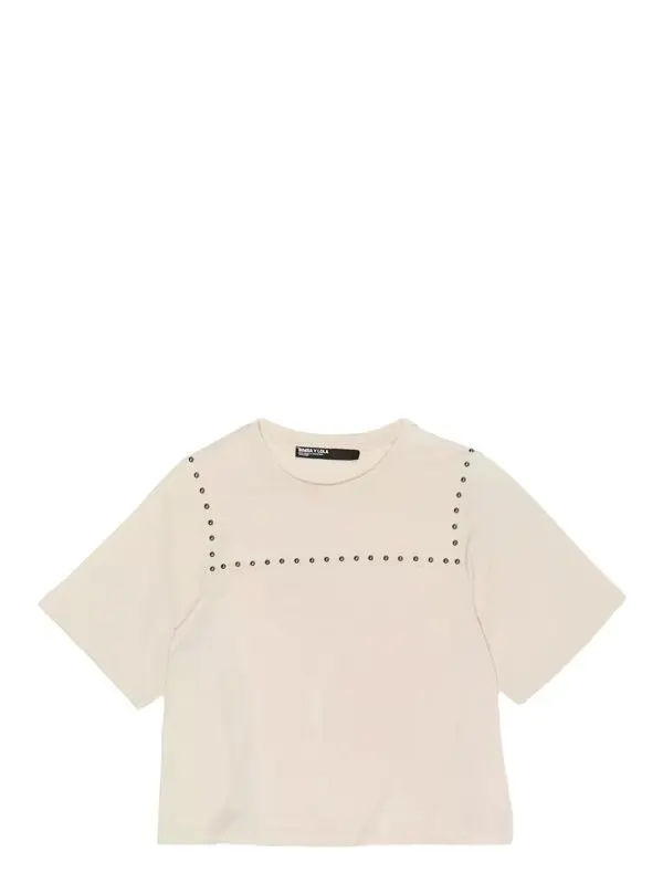 Bimba Y Lola Stud-embellished Short-sleeve T-shirt - Neutrals