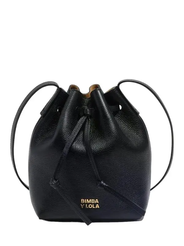 Bimba Y Lola Drawstring Leather Bucket Bag - Black
