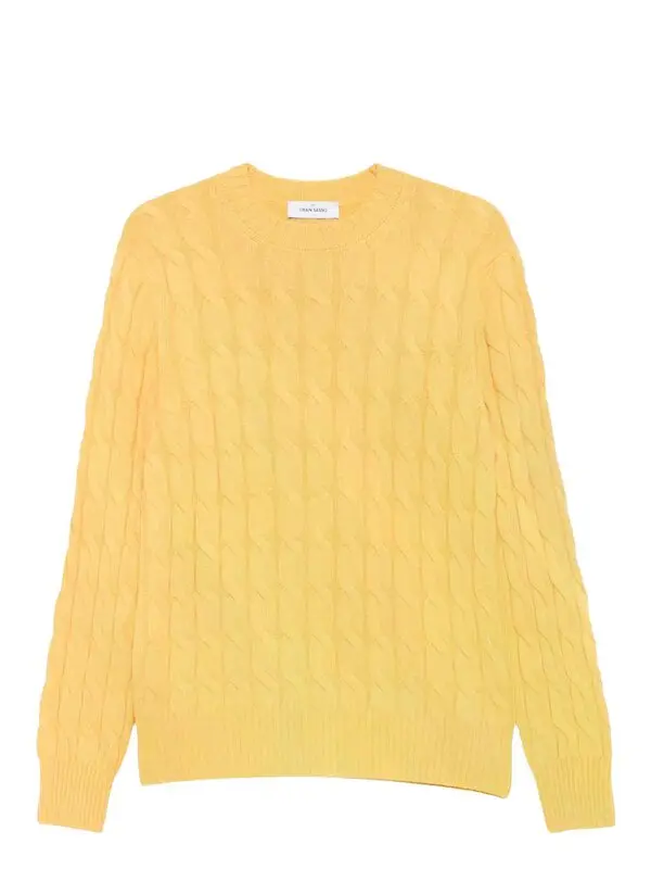 GRAN SASSO Cable-knit Crew-neck Sweater - Yellow