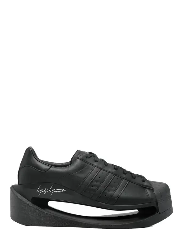 Y3 Platform Leather Trainers - Black