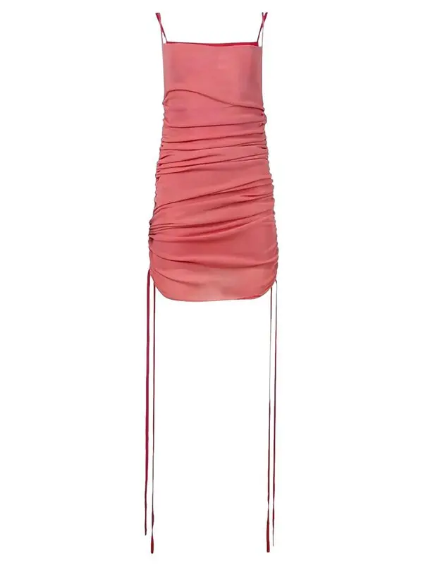 DION LEE Ribbed Drawstring Dress - Pink
