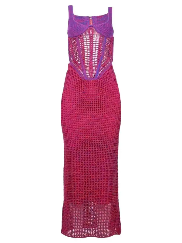 DION LEE Corset-effect Knit Maxi Dress - Pink