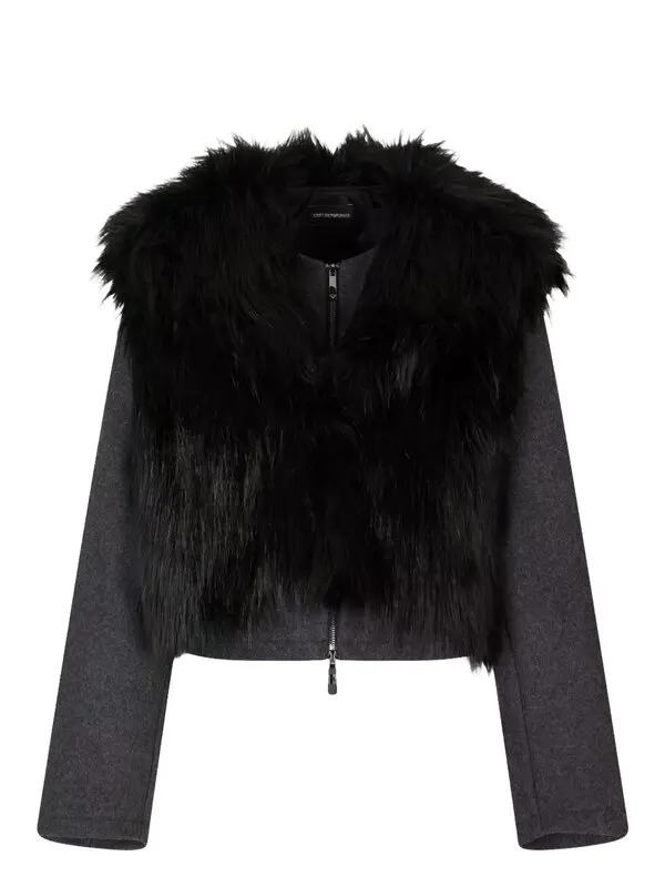 Emporio Armani Faux-fur Long-sleeve Jacket - Grey