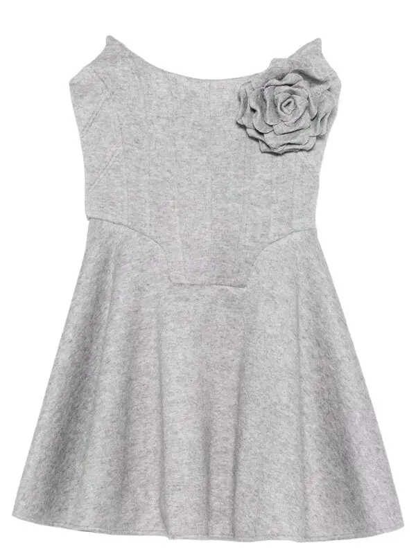 Giuseppe Di Morabito Rose-embellished Flared Strapless Dress - Grey
