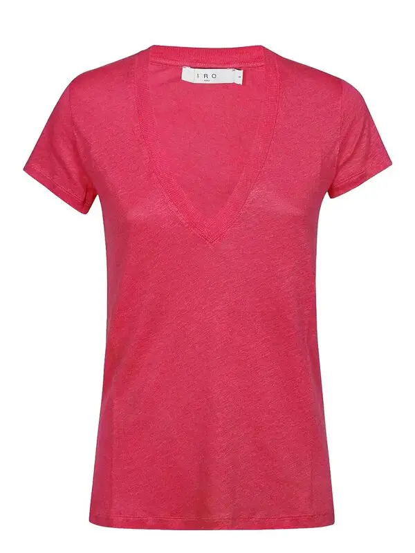 IRO PARIS V-neck Linen T-shirt - Pink