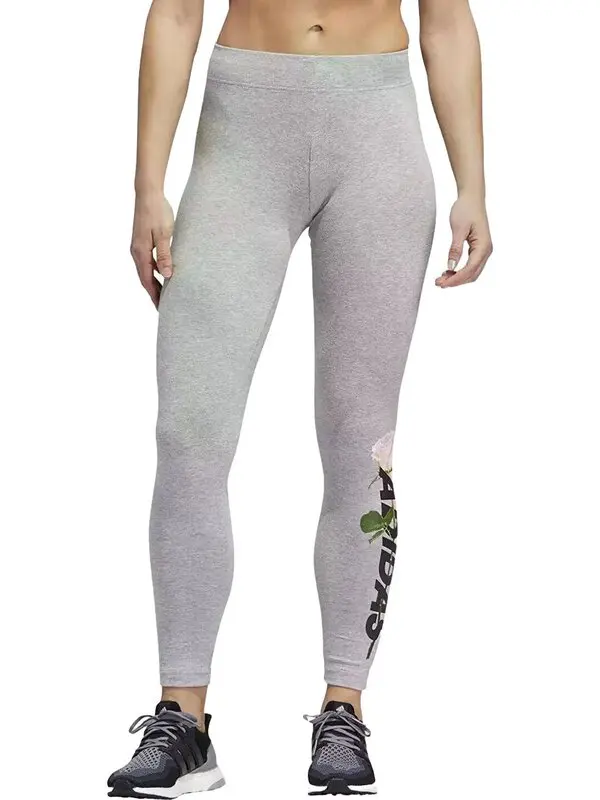 Adidas Rose-print Leggings - Grey