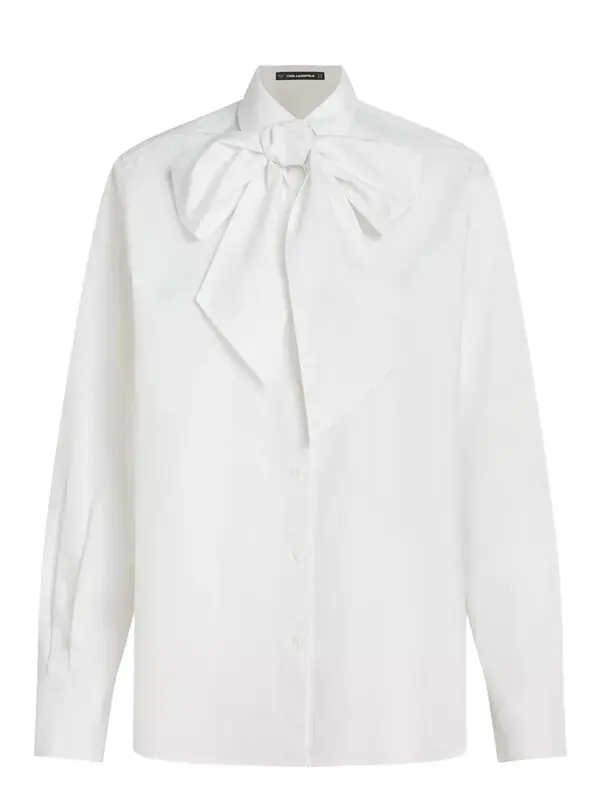 Karl Lagerfeld Bow Cotton Blouse - White
