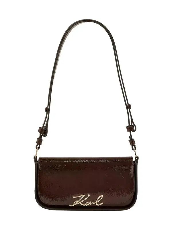 Karl Lagerfeld K/signature Naplak Shoulder Bag - Brown