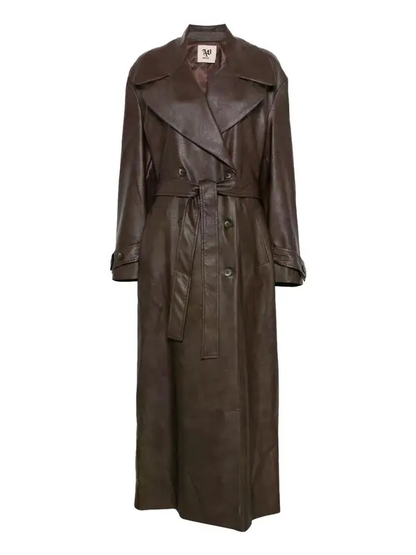 ANIYE BY Belted Double-breasted Leather Coat - Brown