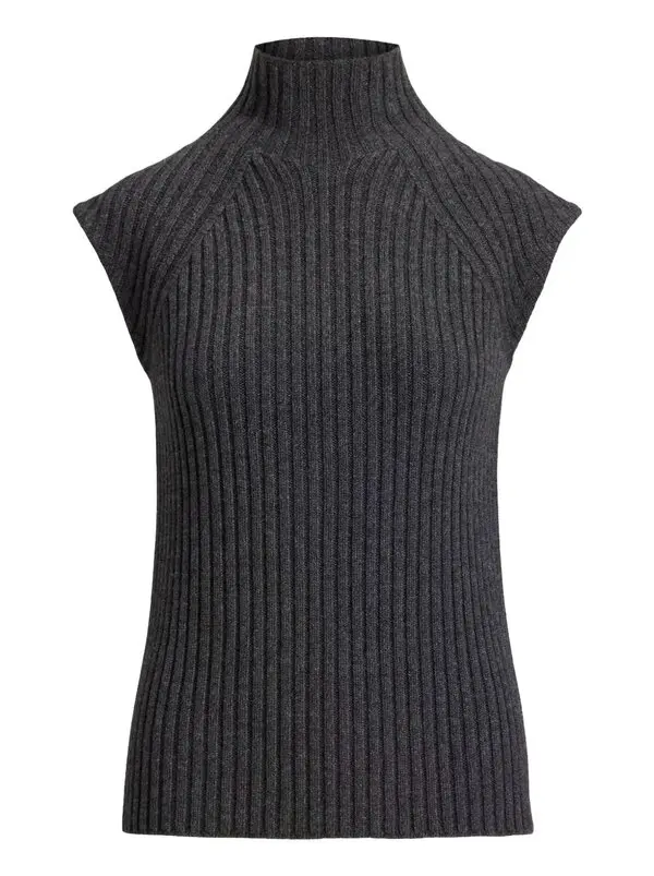 Ralph Lauren Ribbed High-neck Sleeveless Top - Grey