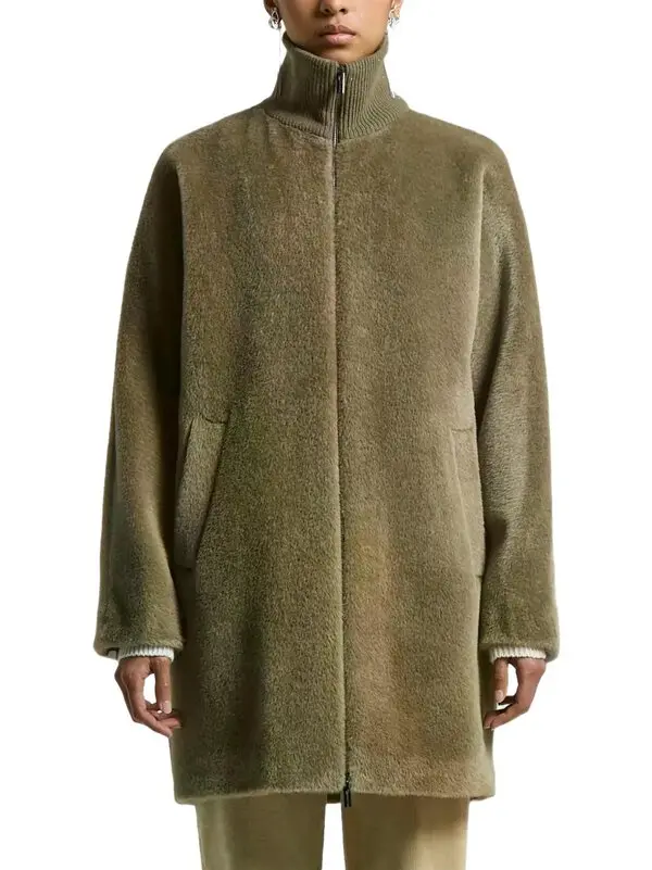 Peserico High-neck Zip-front Coat - Green