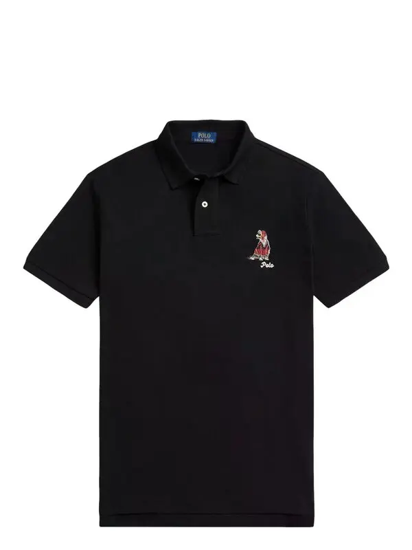 Polo Ralph Lauren Dog-embroidered Polo Shirt - Black