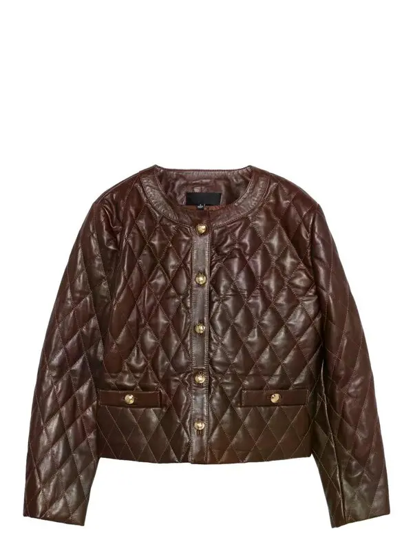 NILI LOTAN Quilted Leather Jacket - Red