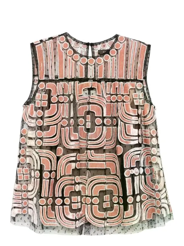 Biyan Geometric-print Vest - Pink