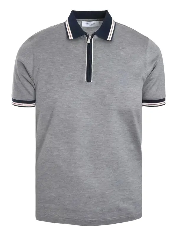 GRAN SASSO Cotton Polo Shirt - Grey