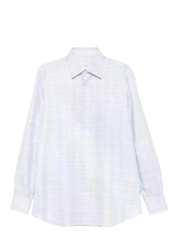 Brioni Checked Long-sleeved Shirt - White