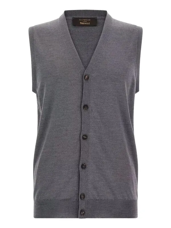 ZANONE V-neck Wool Blend Vest - Grey