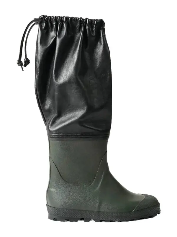 RIER Leather-top Rain Boots - Green