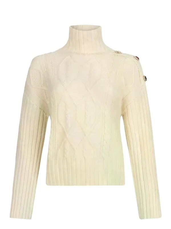 Liu Jo Cable-knit Jewel-button Sweater - Neutrals