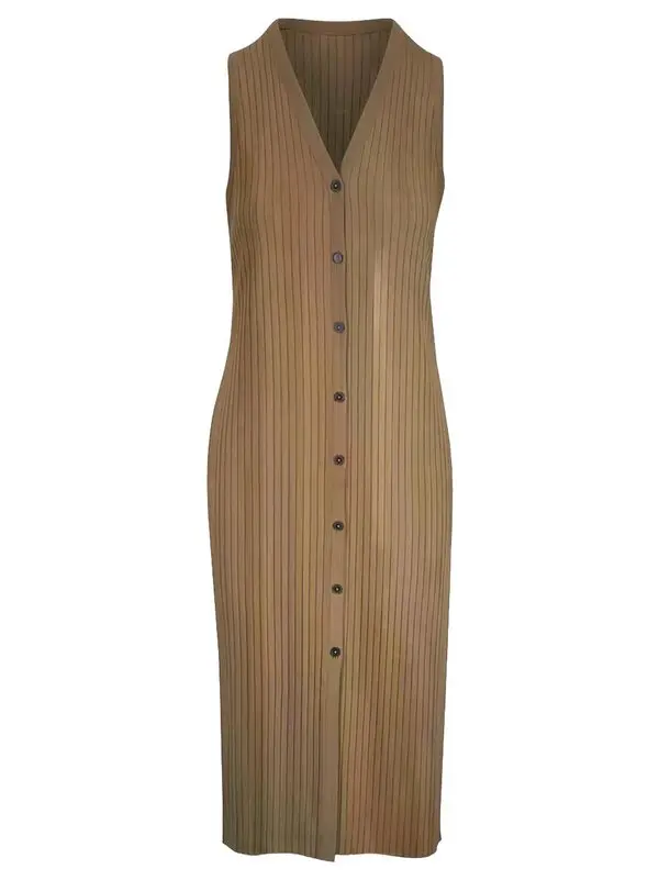 Vince Ribbed Button-front Dress - Neutrals