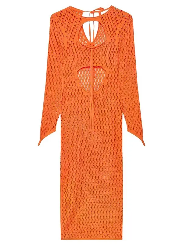 HOUSE OF SUNNY Cutout Knit Midi Dress - Orange
