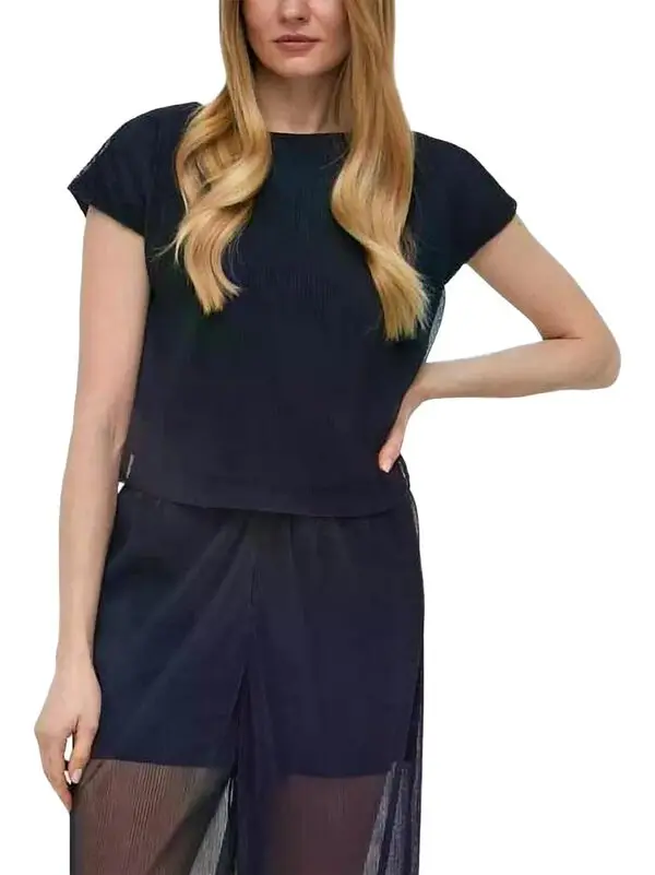 Armani Exchange Pleated Short-sleeved Blouse - Blue