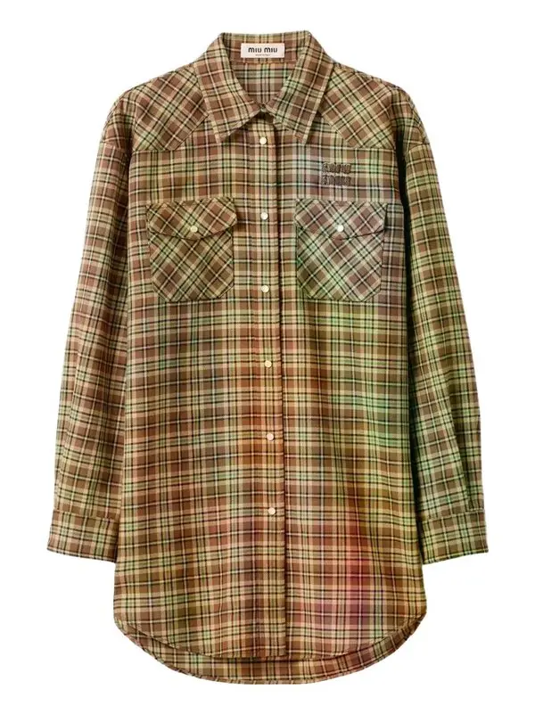 Miu Miu Plaid Snap-fastening Shirt - Brown