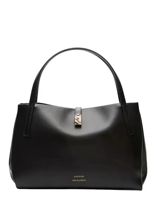 LOULOU Clasp-detail Leather Shoulder Bag - Black