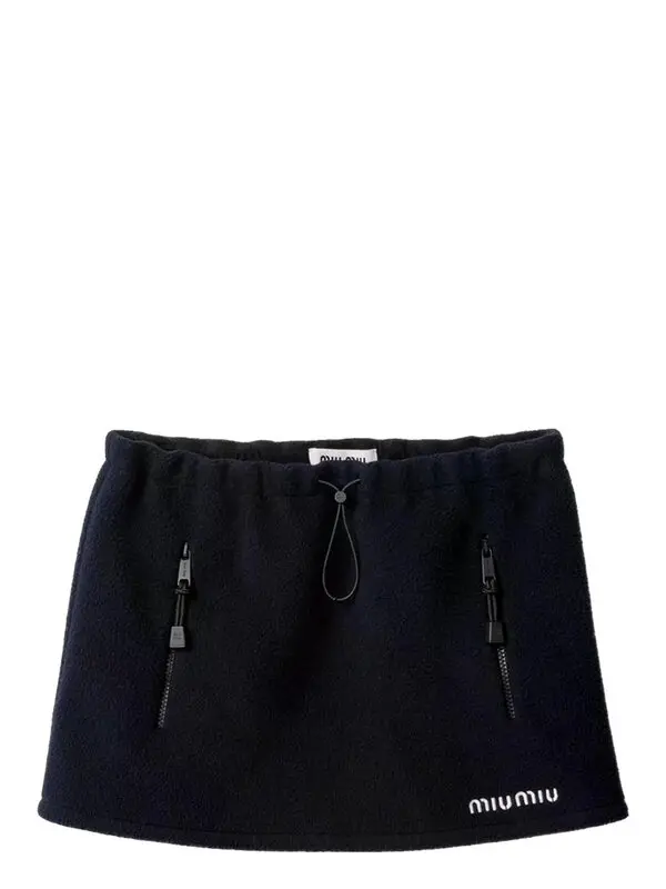 Miu Miu Drawstring Fleece Mini Skirt - Blue
