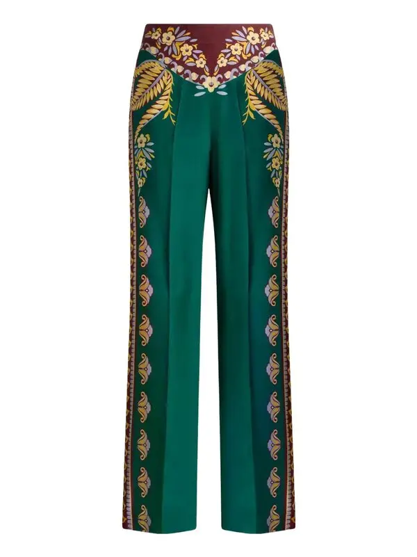 Etro Floral-print Trousers - Green