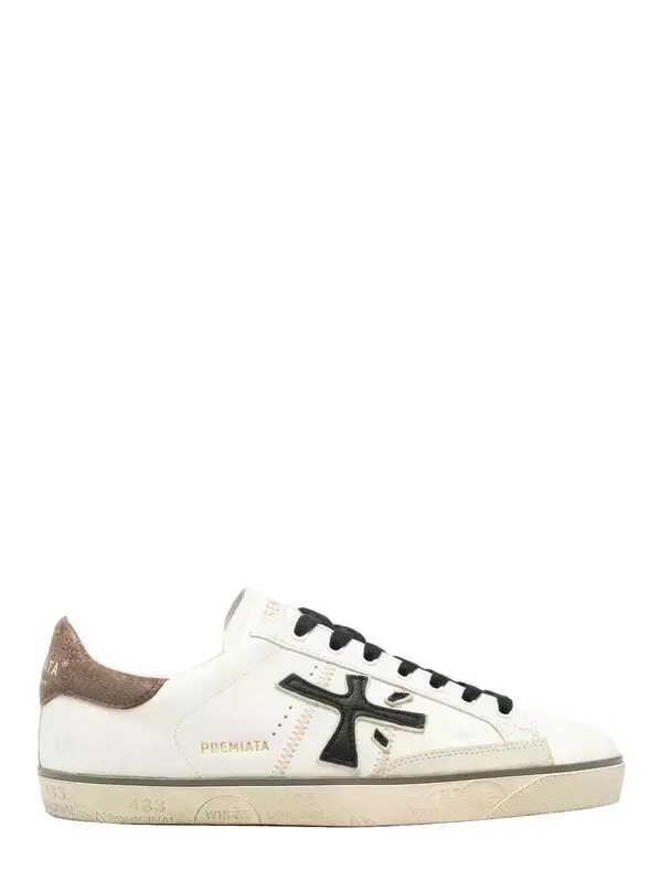 Premiata Leather Logo-motif Sneakers - Neutrals