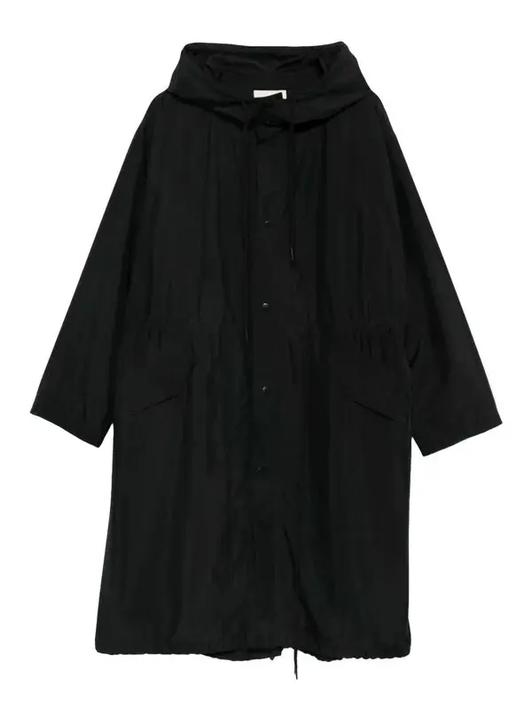 6397 Hooded Drawstring Coat - Black