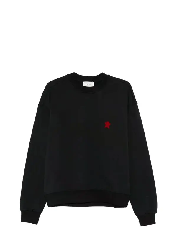 A PAPER KID Embroidered Crew-neck Sweatshirt - Black