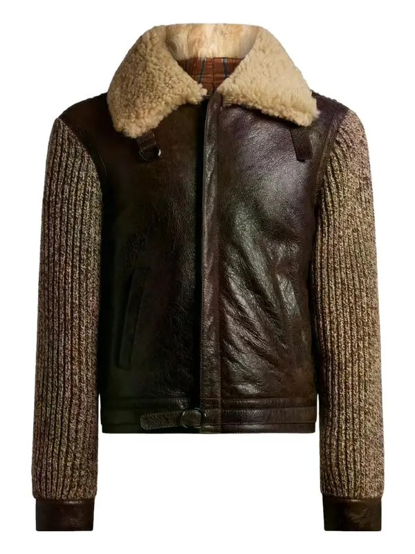 Etro Shearling Knit-sleeve Jacket - Brown