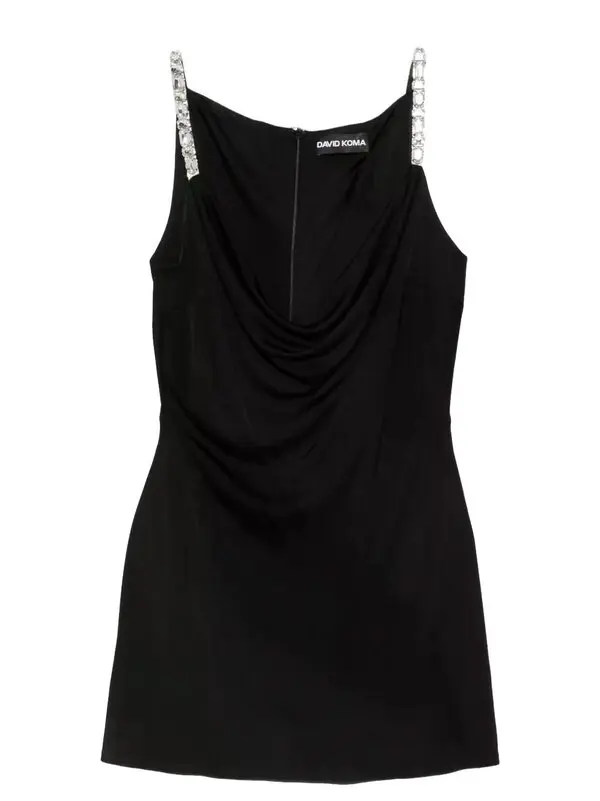 David Koma Crystal-embellished Cowl-neck Dress - Black