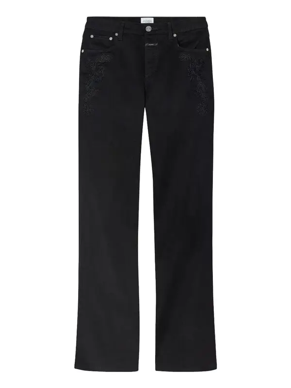 Closed Embroidered High-rise Flared Jeans - Black