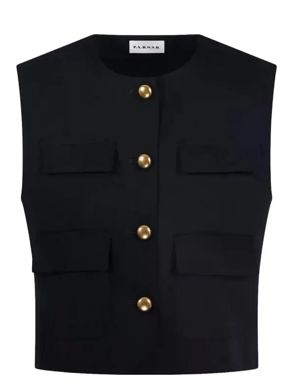 P.a.r.o.s.h Pocket-detail Buttoned Waistcoat - Black