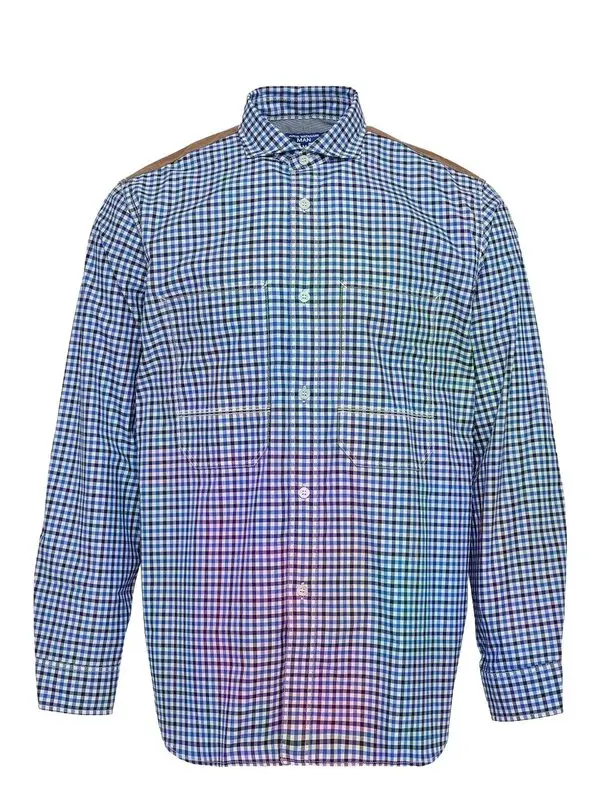 Junya Watanabe Check-patchwork Flannel Shirt - Blue