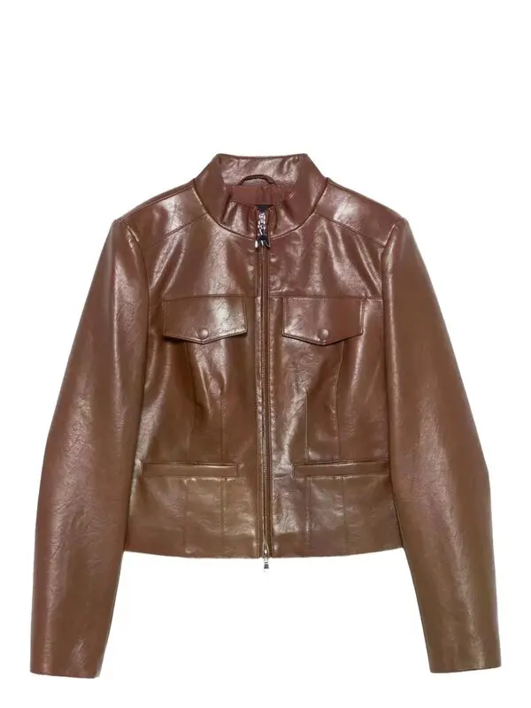 Patrizia Pepe Zip-front Flap-pocket Jacket - Brown