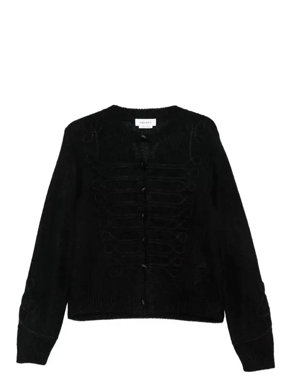 Alexander McQueen Braided-detail Button Cardigan - Black